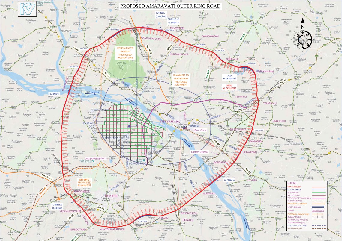 Amaravati Outer Ring Road Map with IRR - Rajadhani Vartalu